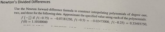 Solved Newton's Divided Differences Use the Newton | Chegg.com