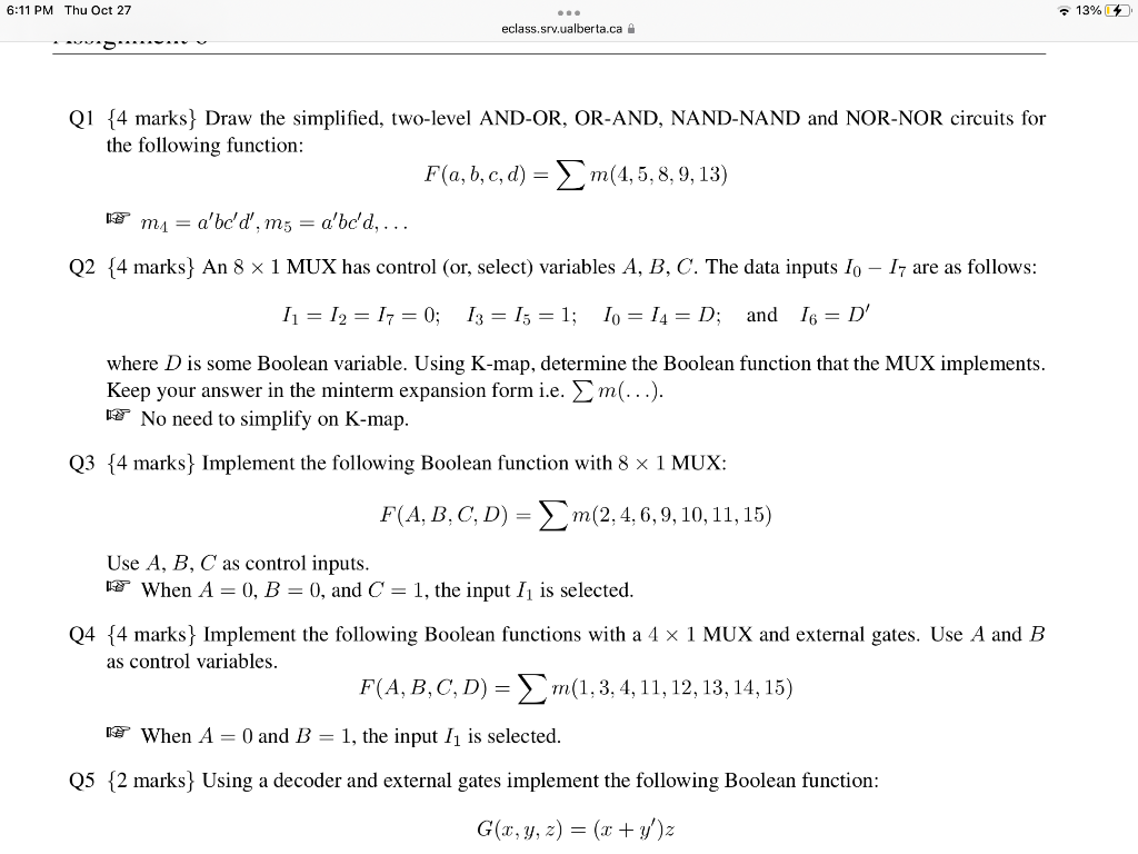 Solved Q1 {4 marks } Draw the simplified, two-level AND-OR, | Chegg.com