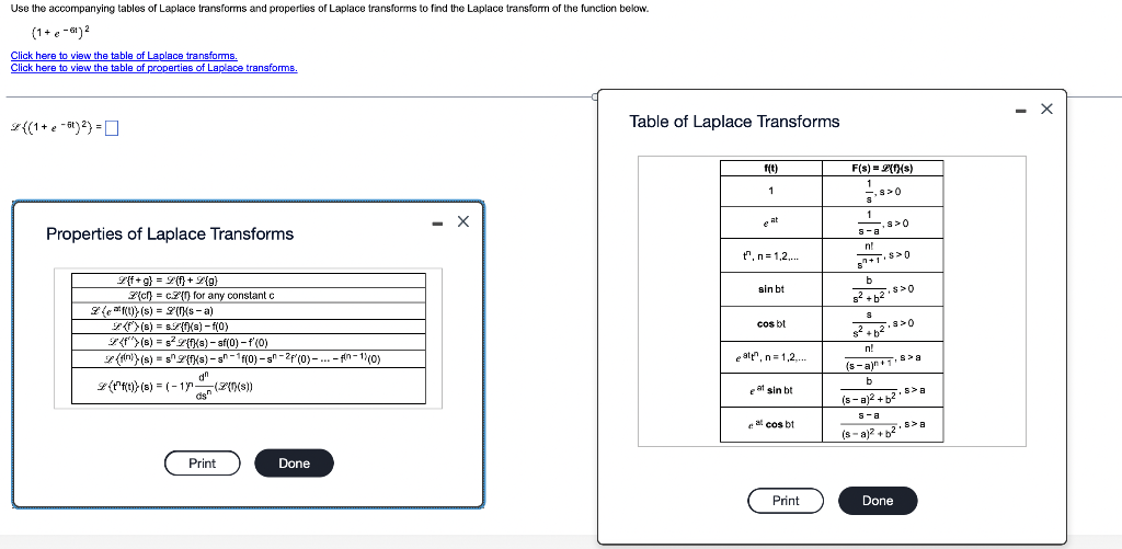 Solved Use the accompanying tables of Laplace transforms and | Chegg.com