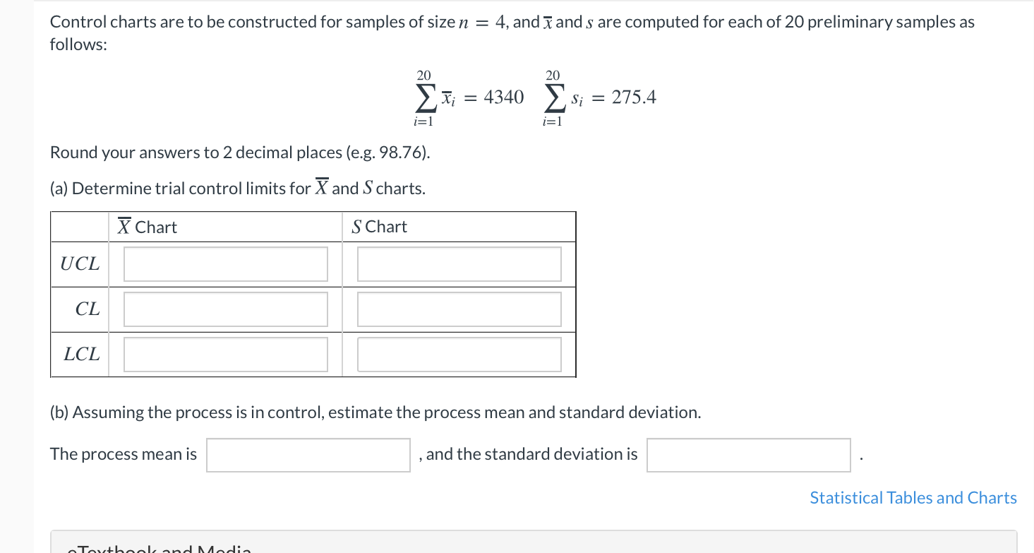 Solved Control charts are to be constructed for samples of | Chegg.com