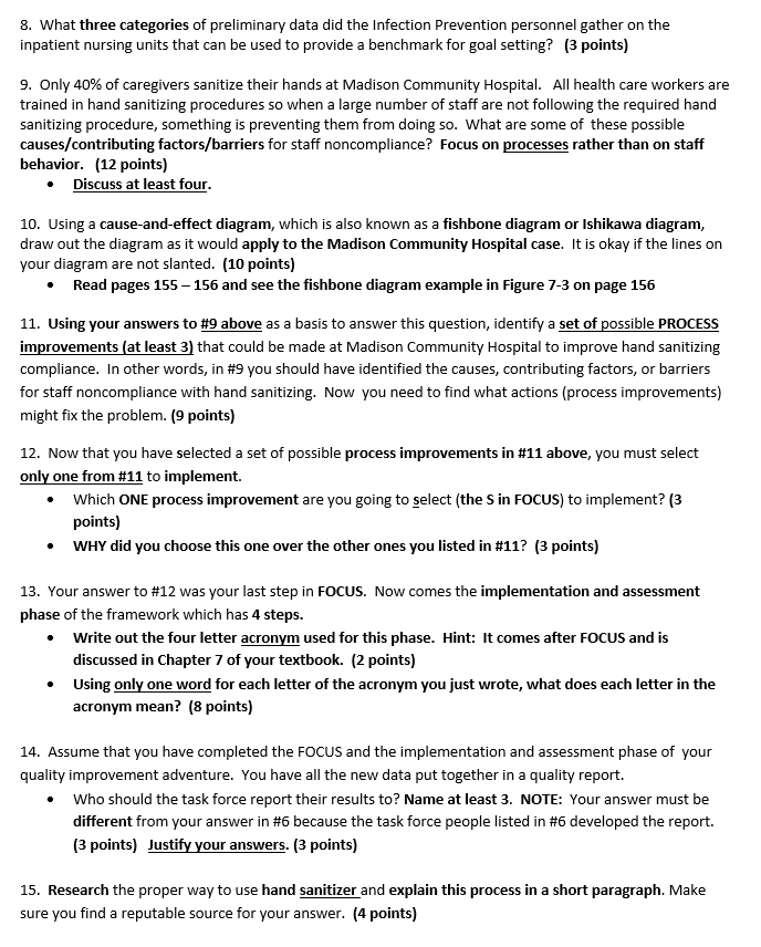 Madison Community Hospital Case Study Assignment (100 | Chegg.com