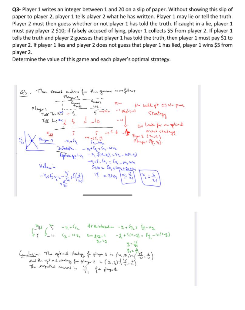 Solved game theory, this is how my dr solved it, but i | Chegg.com