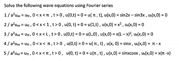 Solved Solve the following wave equations using Fourier | Chegg.com