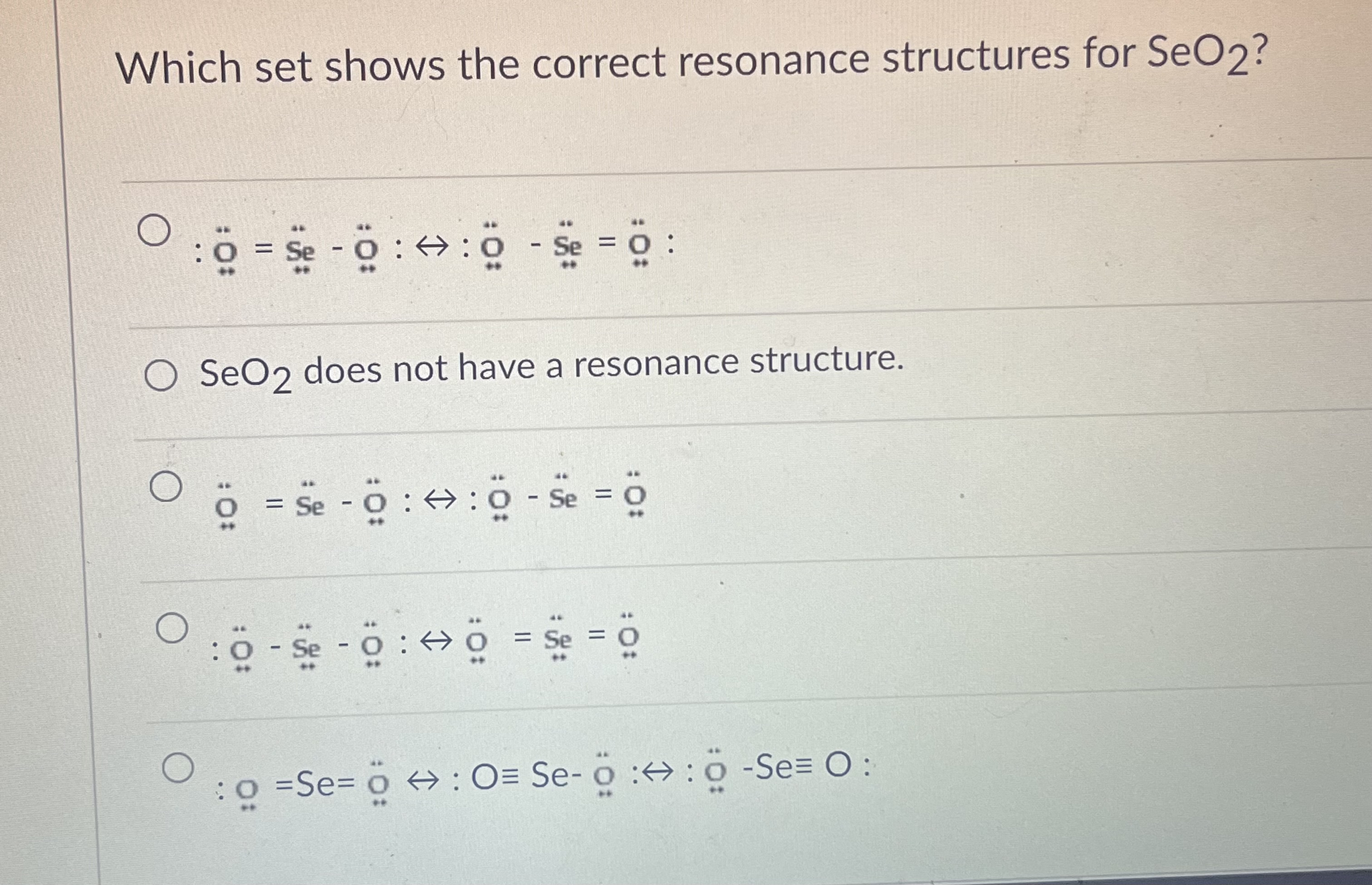 Solved Which Set Shows The Correct Resonance Structures For