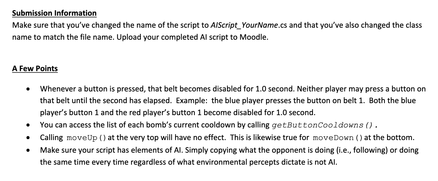 Solved Instructions Using the provided Bomber Belts Unity | Chegg.com