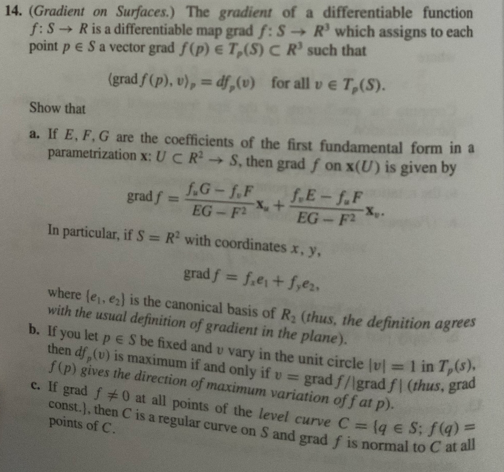Solved const.), then C is a regular curve on S and grad f is | Chegg.com