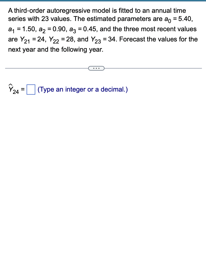 Solved A third-order autoregressive model is fitted to an | Chegg.com
