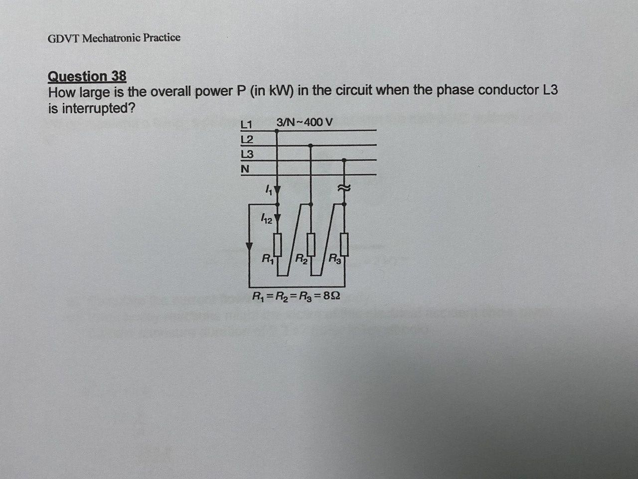 Solved GDVT Mechatronic Practice Question 38 How large is | Chegg.com