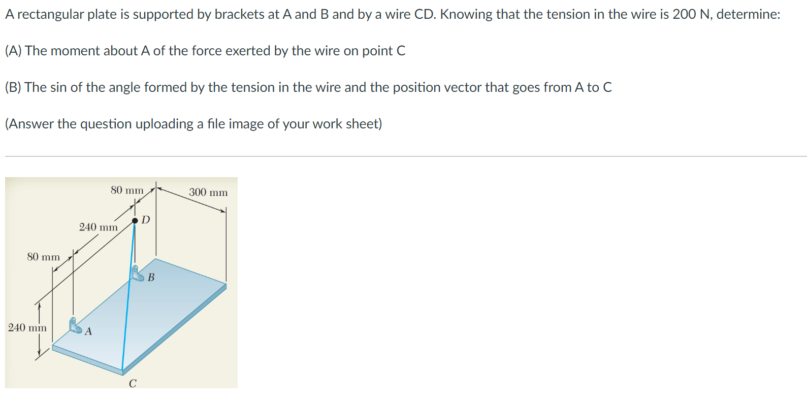 Solved A rectangular plate is supported by brackets at A and | Chegg.com
