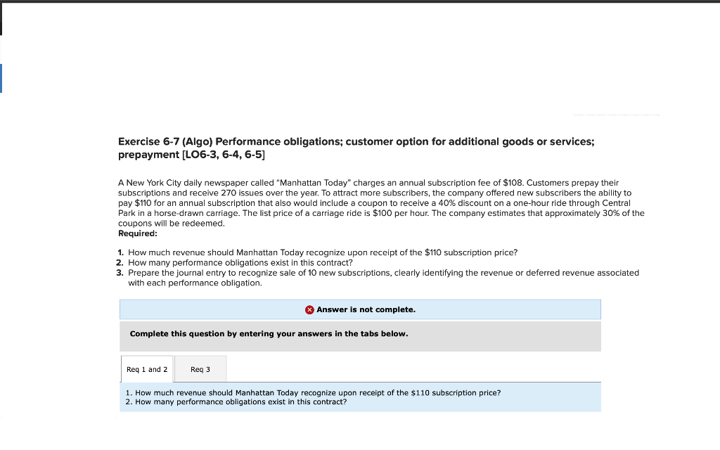 Solved Problem 6-2 (Algo) Performance obligations; | Chegg.com