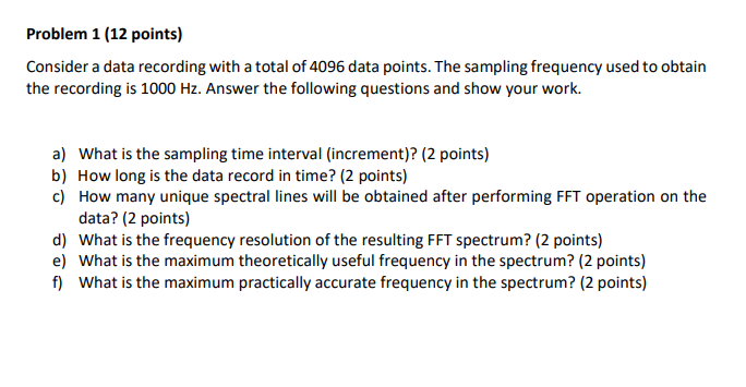 Solved Problem 1 (12 points) Consider a data recording with | Chegg.com
