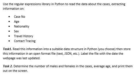 Solved Use the regular expressions library in Python to read | Chegg.com