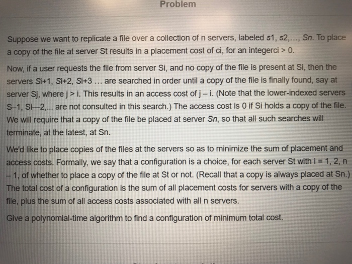 Solved Problem Suppose we want to replicate a file over a | Chegg.com