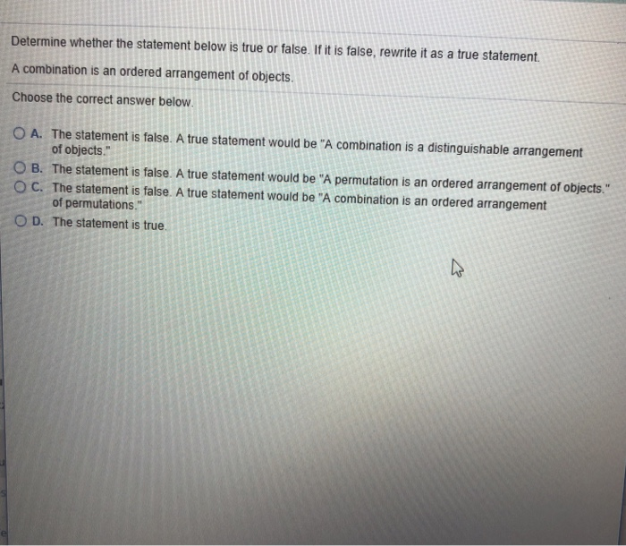 Solved Determine whether the statement below is true or | Chegg.com