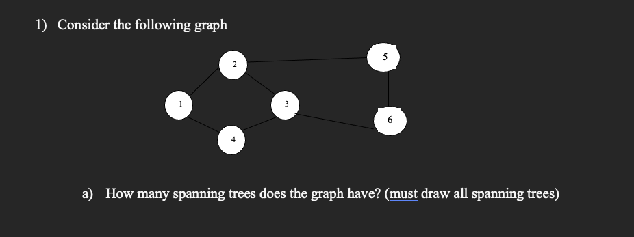 Solved 1) Consider the following graph 5 2 3 a) How many | Chegg.com Solved 1) Consider the following graph 5 2 3 a) How many | Chegg.com