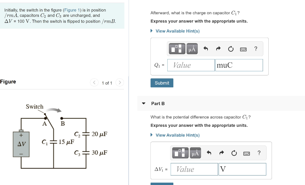 Solved Initially, the switch in the figure (Figure 1) is in | Chegg.com