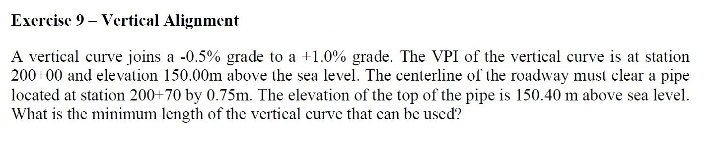 Solved Exercise 9 Vertical Alignment A Vertical Curve