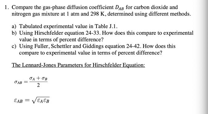 Solved Table J.1 Binary mass diffusivities in gases System | Chegg.com