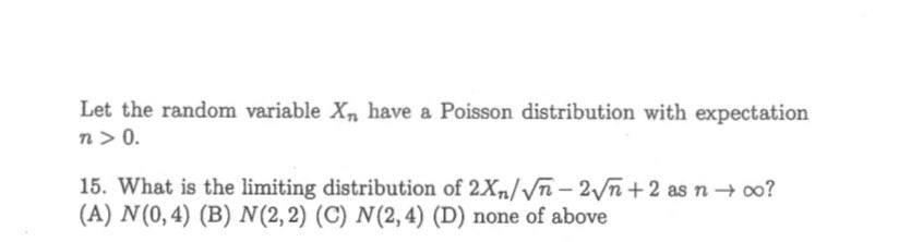Solved Let the random variable Xn have a Poisson | Chegg.com