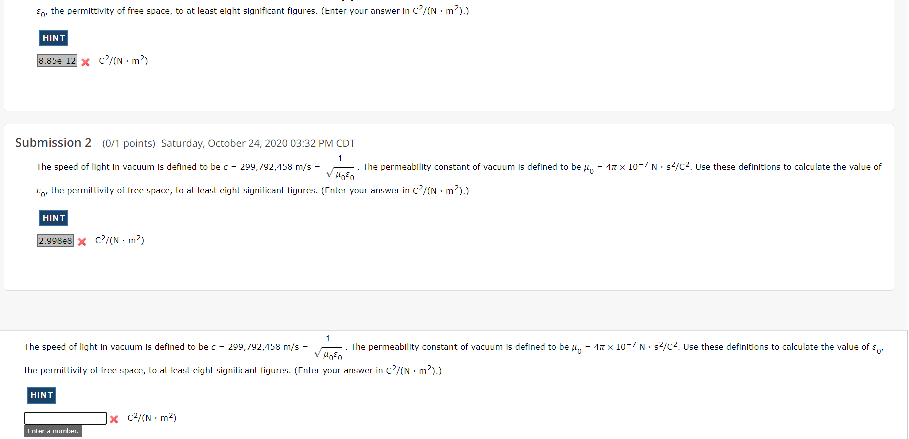 Solved I included my previous answers. WebAssign counts 8.85 | Chegg.com