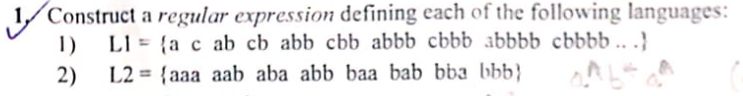 Solved 1/Construct a regular expression defining each of the | Chegg.com