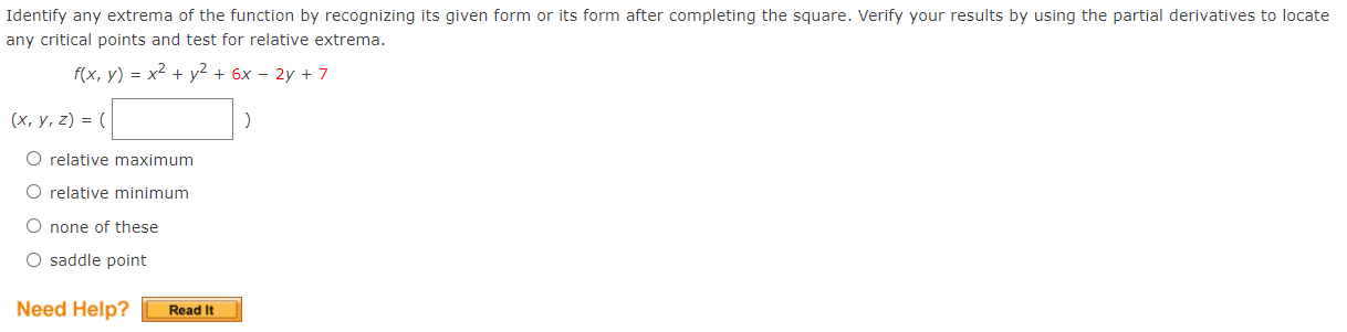 Solved 1) Identify any extrema of the function by | Chegg.com
