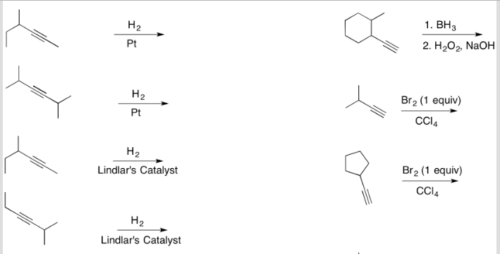 Solved 1. BH3 H2 Pt 2. H202 NaOH H2 Br2 (1 equiv) CCl4 Pt H2 | Chegg.com