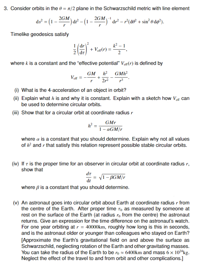 Solved Consider orbits in the θ=π2 ﻿plane in the | Chegg.com