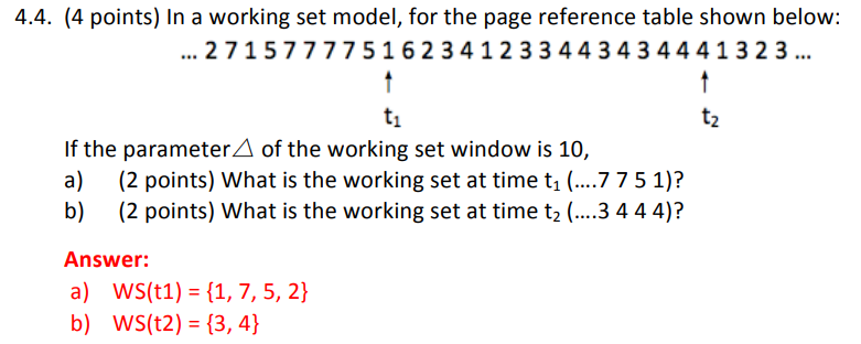 Solved 4. (4 points) In a working set model, for the page | Chegg.com