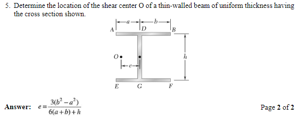 Solved 5. Determine the location of the shear center O of a | Chegg.com