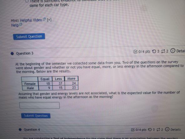 Solved same for each car type. Hint: Helpful Video [D [+] | Chegg.com