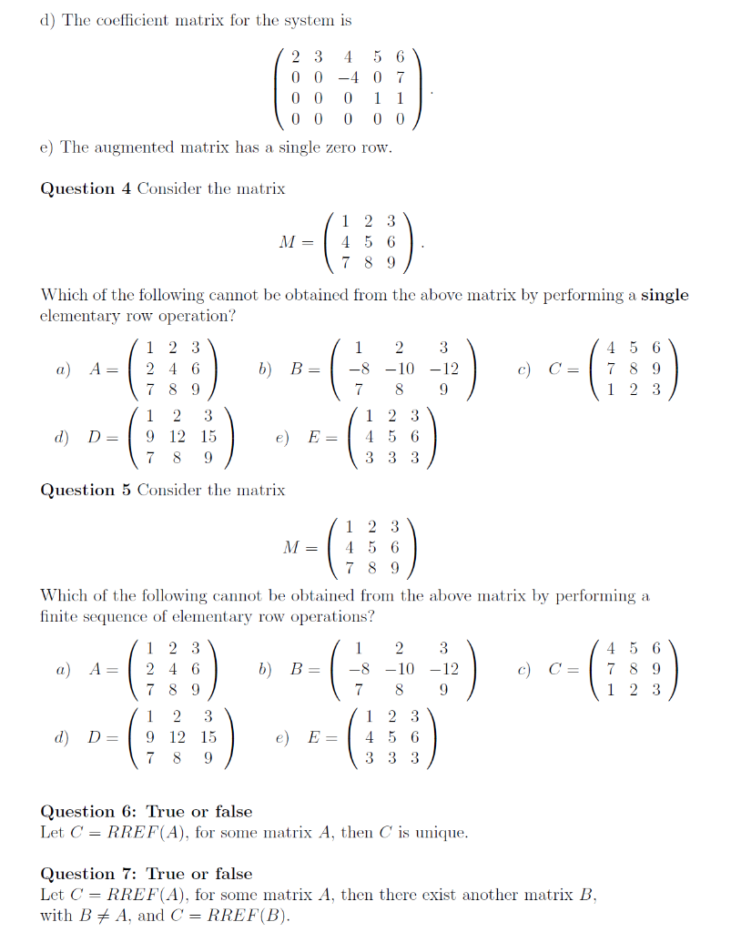 Solved Questions 1 to 3 are about the system of linear | Chegg.com