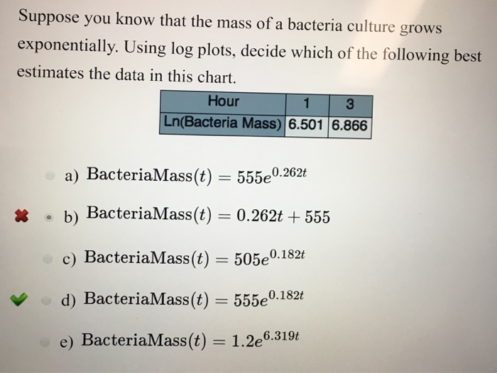Solved Suppose you know that the mass of a bacteria culture | Chegg.com