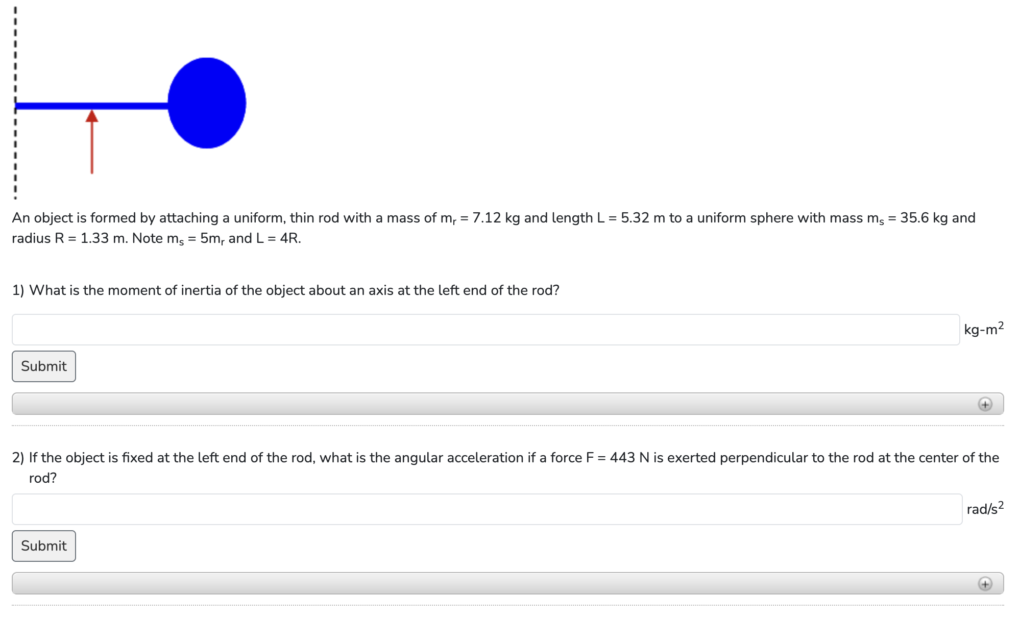 Solved An Object Is Formed By Attaching A Uniform Thin Rod 