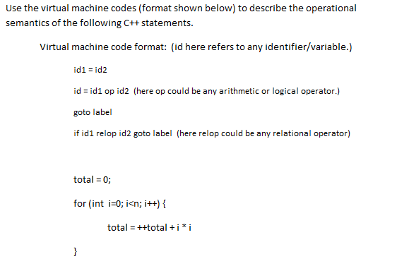 Solved Use the virtual machine codes (format shown below) to | Chegg.com