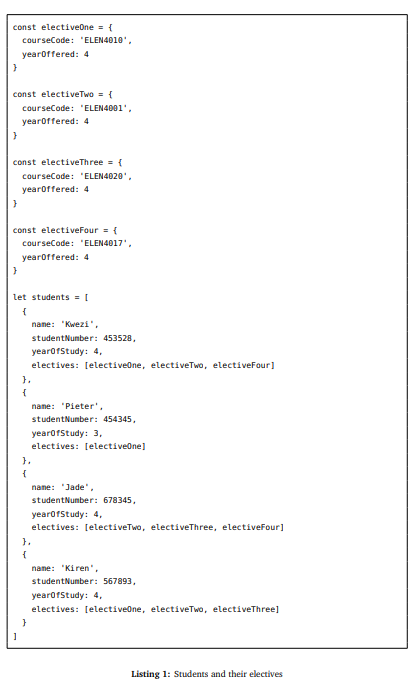 Given the code in Listing 1, provide some JavaScript | Chegg.com
