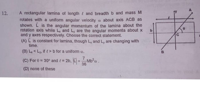 12. A rectangular lamina of length and breadth b and | Chegg.com