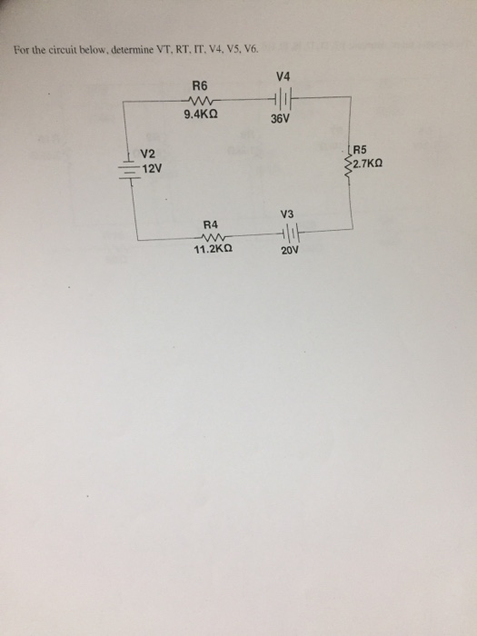 Solved For the circuit below, determine RT, IT, VI. v2, v3, | Chegg.com