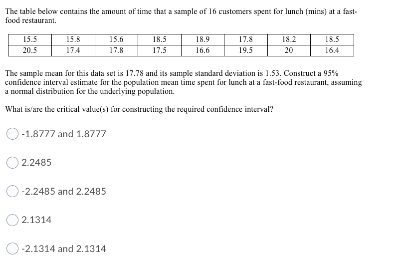 Solved The table below contains the amount of time that a | Chegg.com