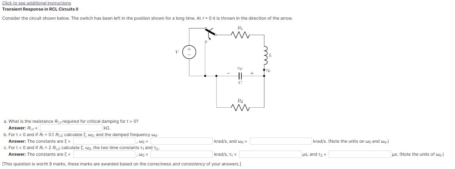 Solved Consider the circuit shown below. The switch was in | Chegg.com