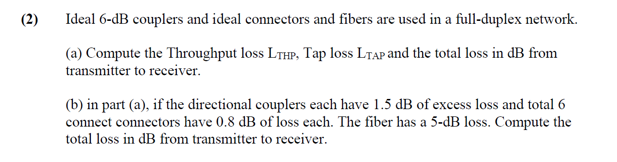 (2) Ideal 6-dB couplers and ideal connectors and | Chegg.com