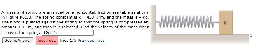 Solved m A mass and spring are arranged on a horizontal, | Chegg.com