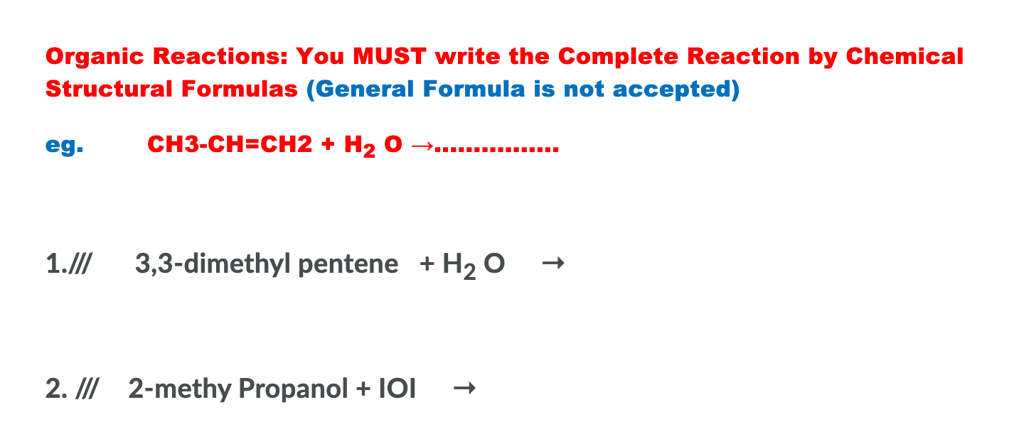 Solved Organic Reactions: You MUST write the Complete | Chegg.com