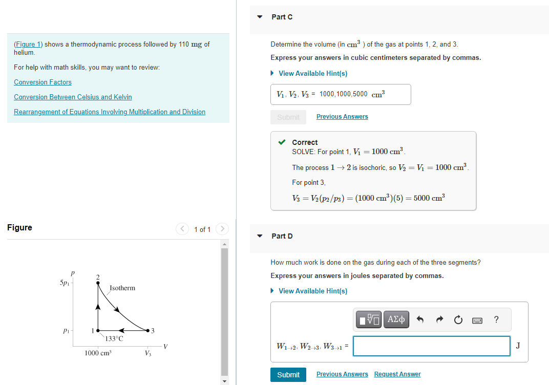 Solved Determine the pressure (in atm) of the gas at points | Chegg.com