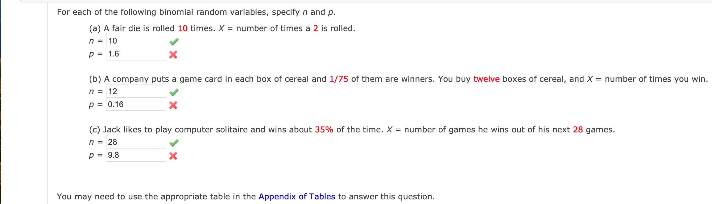 Solved For each of the following binomial random variables, | Chegg.com