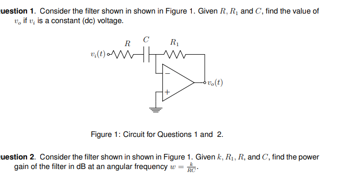 Solved uestion 1. Consider the filter shown in shown in | Chegg.com