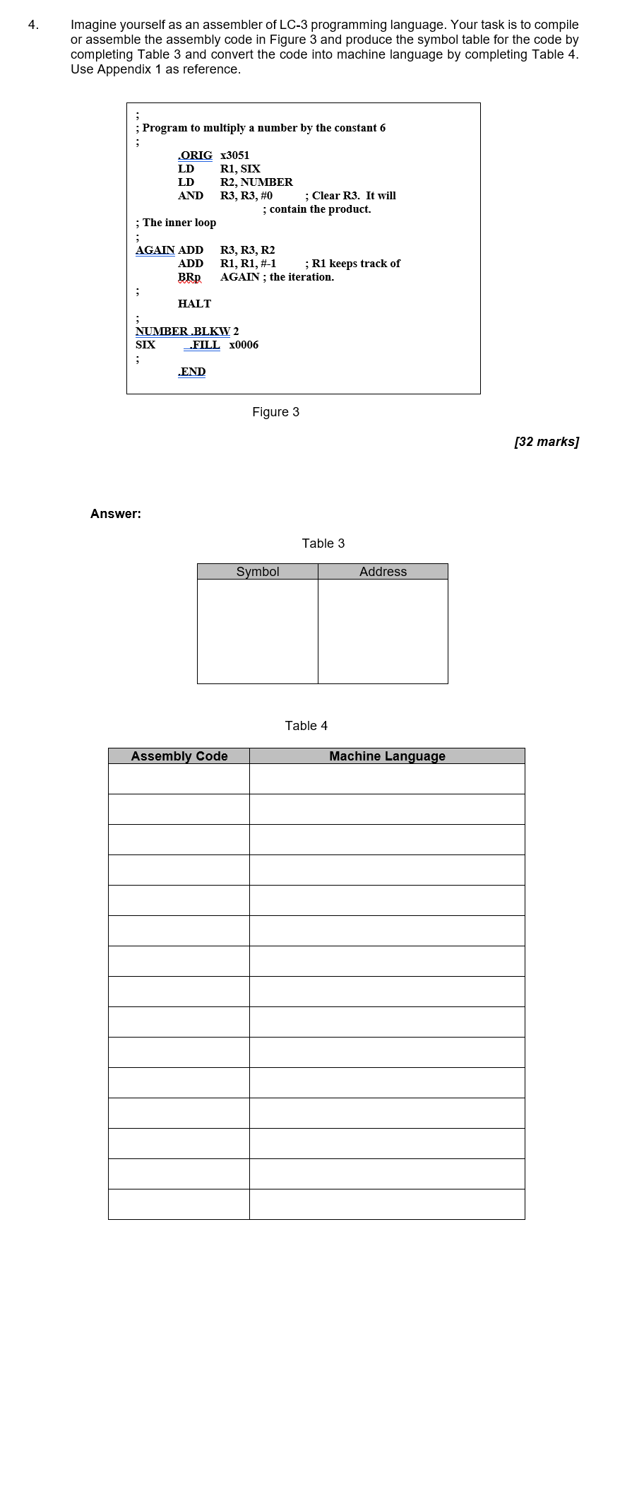 Solved 4. Imagine yourself as an assembler of LC-3 | Chegg.com