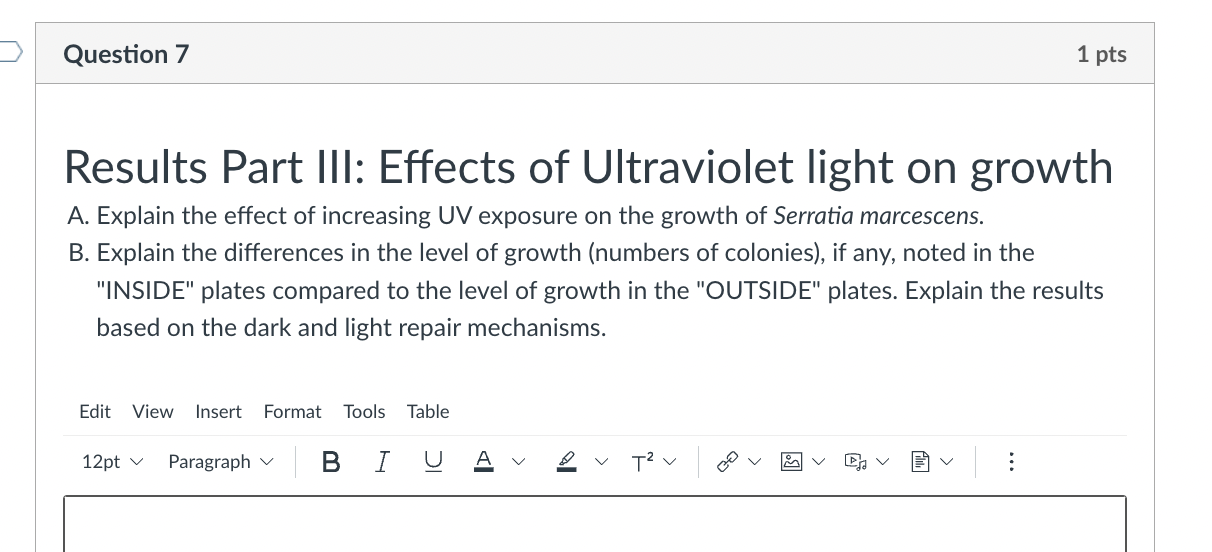 Solved Question 71 ﻿ptsResults Part III: Effects of | Chegg.com