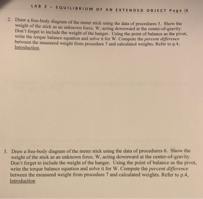 LAB 2 - EQUILIBRIUM OF AN EXTENDED OBJECT The purpose | Chegg.com