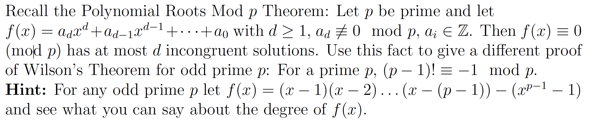 Solved Recall the Polynomial Roots Mod p Theorem: Let p be | Chegg.com